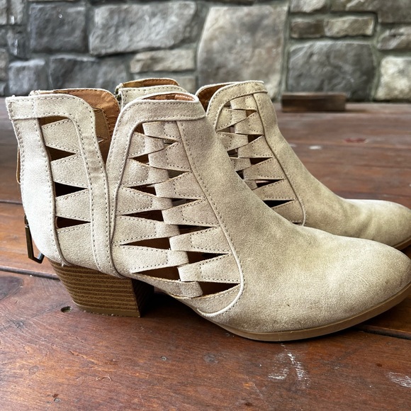 Qupid | Shoes | Qupid Cream Ankle Booties With Cutout Design | Poshmark